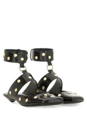 Chloé Jade" Leather Studded Ankle Strap Sandals