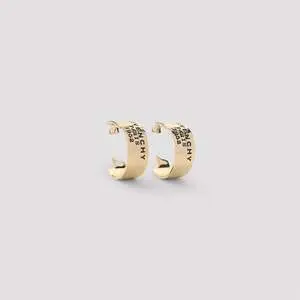 Givenchy Embossed Logo Hoop Earrings In Golden Brass