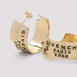 Givenchy Embossed Logo Hoop Earrings In Golden Brass