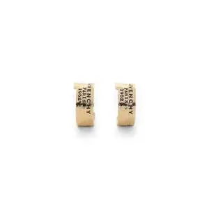Givenchy Embossed Logo Hoop Earrings In Golden Brass - Silver