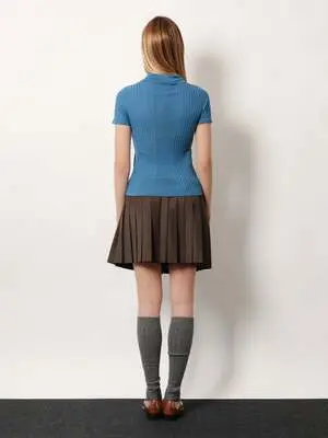 Miu Miu Virgin Wool Ribbed Polo Shirt - Multicolor