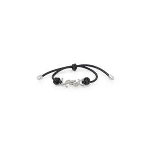 Saint Laurent Leather Bracelet With Silver-tone Logo - Black