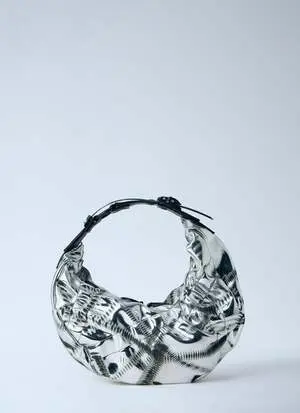 INNERRAUM Object Hm2 Small Crunch Half Moon Bag - Silver
