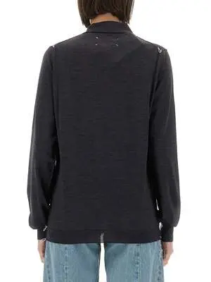MAISON MARGIELA Long-sleeve Wool Polo Shirt - Gray