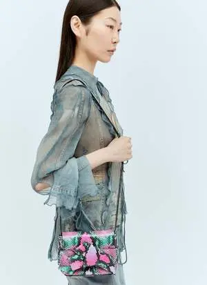 Acne Studios Snake Embossed Leather Shoulder Bag - Pink