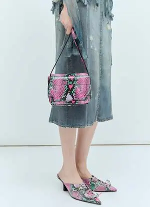 Acne Studios Snake Embossed Leather Shoulder Bag - Pink