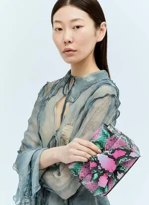 Acne Studios Snake Embossed Leather Shoulder Bag - Pink