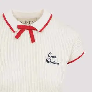Valentino Garavani Cotton And Viscose Polo Sweater With Bow Detail
