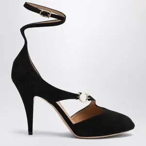 FERRAGAMO Suede Decollete With Gancini Detail - Black