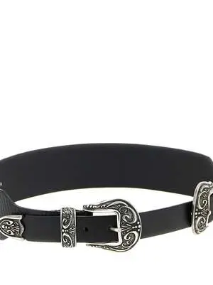 GOLDEN GOOSE Double Buckle Belt - Black