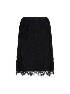 Chloé Black Floral Lace Straight Skirt - Multicolor