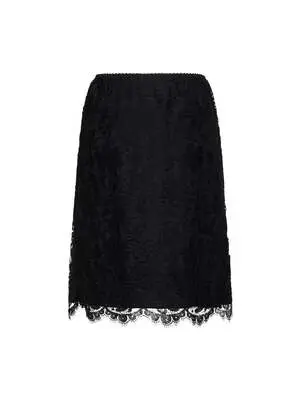Chloé Black Floral Lace Straight Skirt - Multicolor