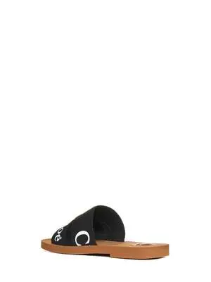 Chloé Woody Linen Flat Sandals - Multicolor