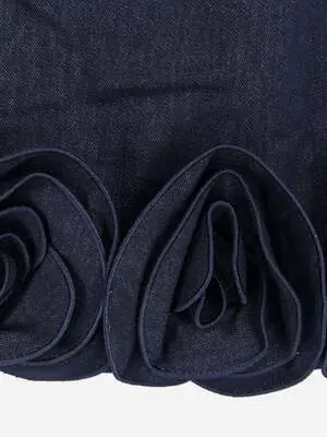 SELF-PORTRAIT Denim Mini Dress With 3d Flower Embellishments