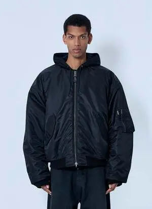 Balenciaga Hooded Bomber Jacket - Black