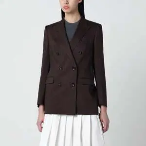 Tagliatore Linen-blend Double-breasted Jacket - Brown