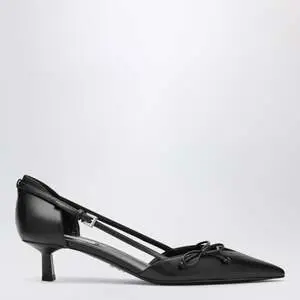Prada Leather Slingback Pumps With Bow Detail - Black