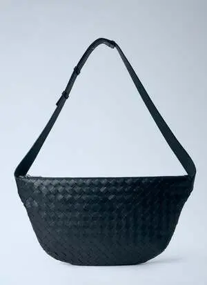 Bottega Veneta Intrecciato Leather Crossbody Bag - Black