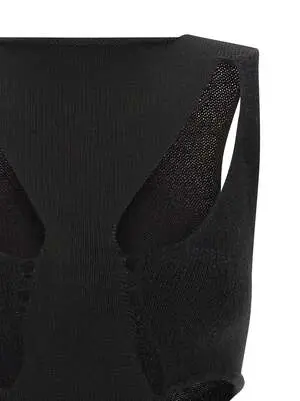 Rick Owens Tanja Wool Top With Cut-out Detail - Black