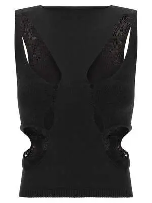 Rick Owens Tanja Wool Top With Cut-out Detail - Black