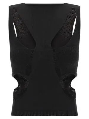 Rick Owens Tanja Wool Top With Cut-out Detail - Black