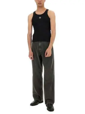 MARINE SERRE Ribbed Tank Top With Moon Logo