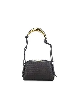 Bottega Veneta Woven Clutch With Gold Tone Hoop Handle - Multicolor