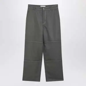 AMI Paris Grey Wool Canvas Workwear Trousers - Black