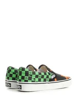 Valentino Garavani X Vans Slip-on Sneakers With Vlogo Checkerboard And Tropical Leaf Print