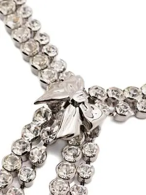 Alessandra Rich Crystal Bow Necklace - Silver