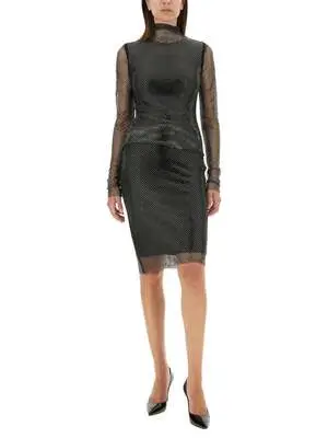 Sportmax Valdai Mesh Embellished Turtleneck Top - Black