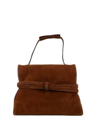 Moschino Suede Handheld Bag With Buckle Detail - Multicolor