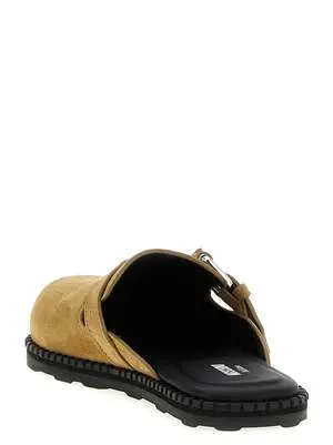Moschino Suede Sabots With Buckle Detail