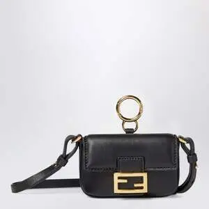Fendi FENDI Nano Baguette Charm In Black Nappa Leather Multicolor