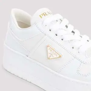 Prada Downtown Bold Calf Leather Platform Sneakers - White