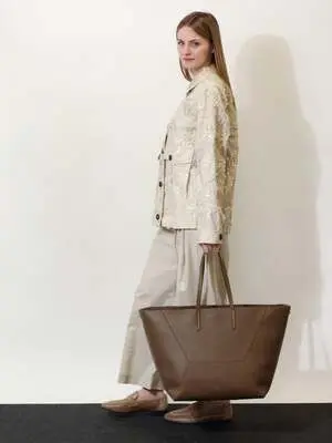 Brunello Cucinelli Duo Hammered Leather Tote - Multicolor
