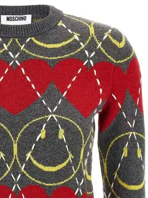 Moschino Smiley Argyle Sweater