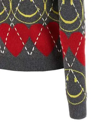 Moschino Smiley Argyle Sweater