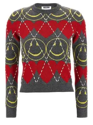 Moschino Smiley Argyle Sweater - Multicolor