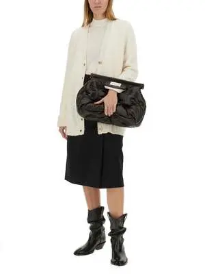 MAISON MARGIELA Wool Jersey High Neck Long Sleeve Sweater With Gathered Detail - Cream