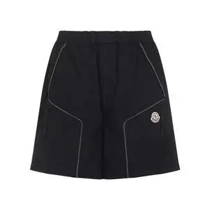 Moncler Cotton Bermuda Shorts With Contrast Stitching - Black