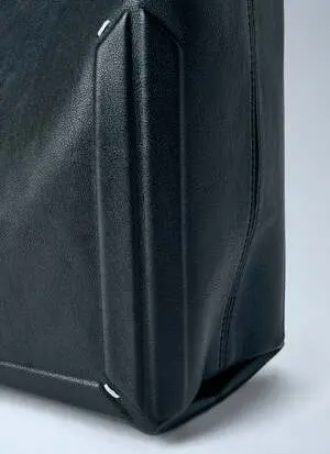 MAISON MARGIELA Medium Box Tote Bag In Textured Leather - Black
