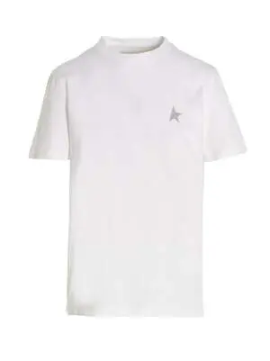 GOLDEN GOOSE Small Star Cotton T-shirt With Glitter Logo