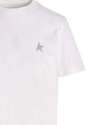GOLDEN GOOSE Small Star Cotton T-shirt With Glitter Logo