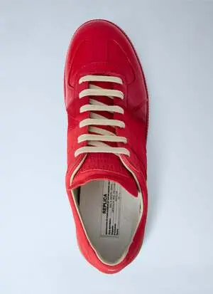 MAISON MARGIELA Replica Leather Paneled Sneakers - Red