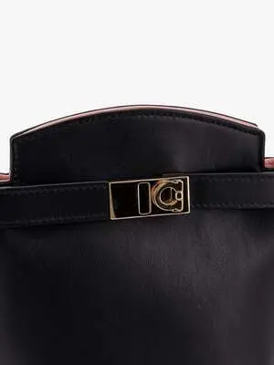 FERRAGAMO Leather Crossbody Bag With Gancini Detail - Multicolor