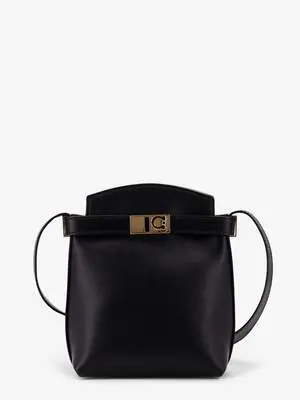 FERRAGAMO Leather Crossbody Bag With Gancini Detail - Multicolor