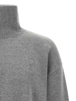 AMI Paris Puff Logo High Neck Sweater