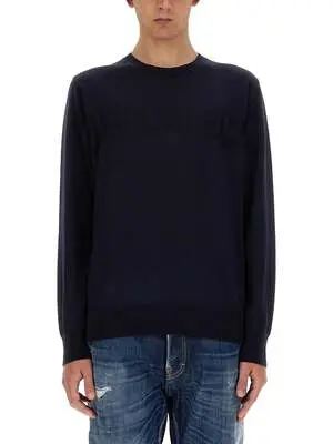 Dsquared2 Wool Jersey Crewneck With Embossed Logo - Blue
