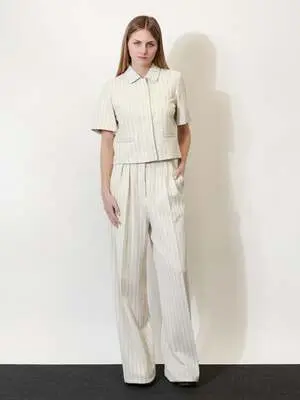 Max Mara Pinstriped Cotton Wide-leg Trousers - Multicolor
